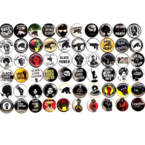 Accessories | Black Power Set Of 6 New 1 Inch Pins Buttons | Poshmark